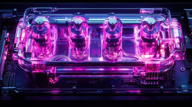 Futuristic Glowing Liquid Cooling Design Stock Illustrations – 117 ...