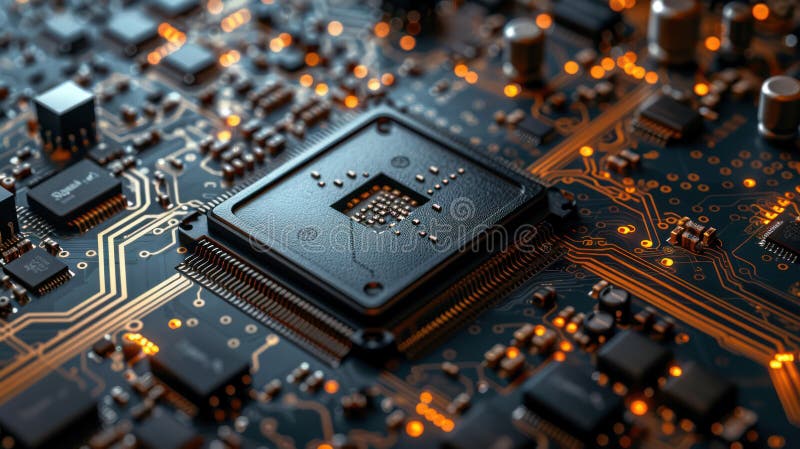 Advanced GPU/CPU Microchip for AI Technology: Close-Up Shot on a ...