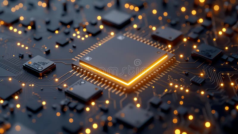 An Advanced GPU Ram Microchip or CPU on a Powerful Computer Board for ...