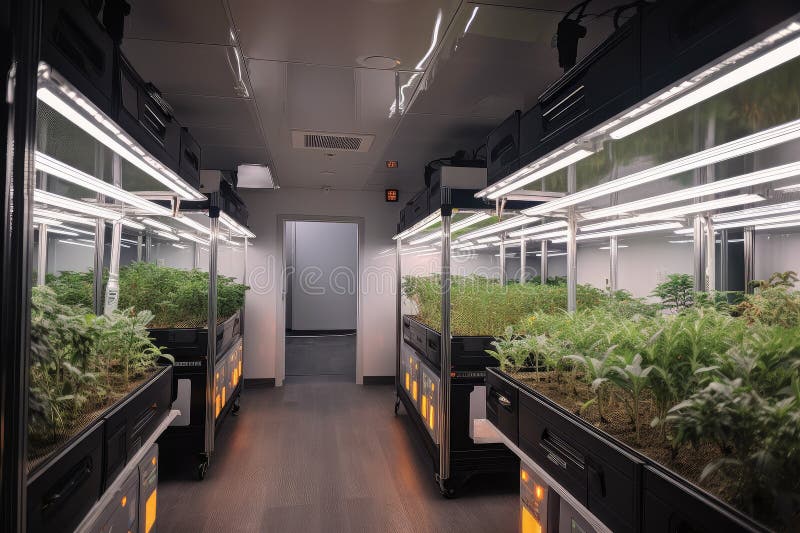 Advanced Grow Room with Advanced Lighting and Climate Control Systems Stock Illustration ...