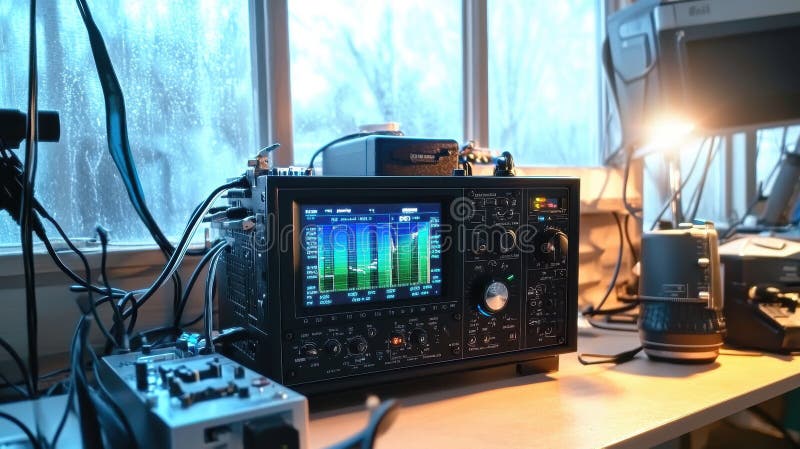 Ham Radio Operator in Snowy Winter Landscape Using Communication Device ...