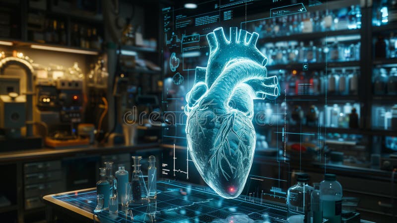 Advanced Heart Simulation Displayed in Modern Laboratory with High-Tech ...