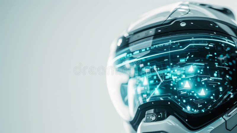Advanced Helmet with Digital Interface and Futuristic Design Stock ...