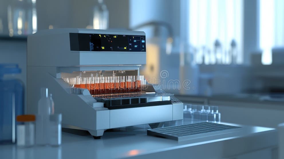 Advanced Hematology Analyzer in a Modern Medical Laboratory Setting Stock Illustration ...