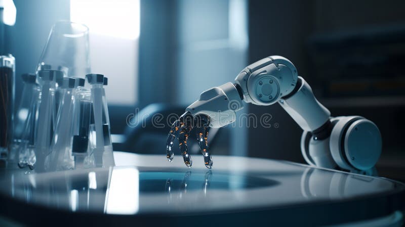 Advanced High Precision Robot Arm Inside Electronic Factory Stock Photo ...