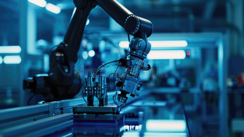 Advanced High Precision Robot Arm Inside Modern Electronics Factory ...