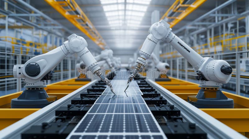 Advanced High Precision Robot Arm on the Solar Panel Assembly Line ...