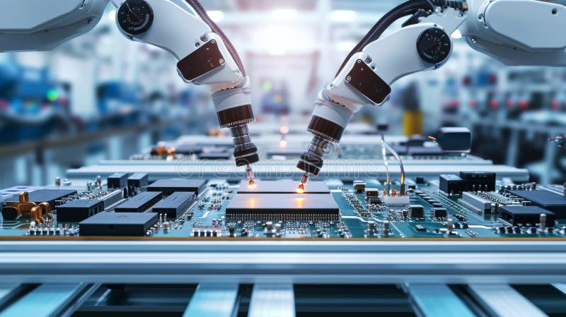 Advanced High Precision Robot Arms on Fully Automated PCB Assembly Line ...