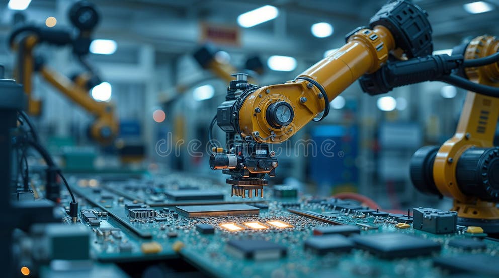 Advanced High Precision Robot Arms on Fully Automated PCB Assembly Line ...