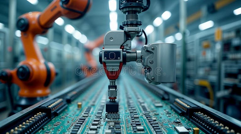 Advanced High Precision Robot Arms on Fully Automated PCB Assembly Line ...