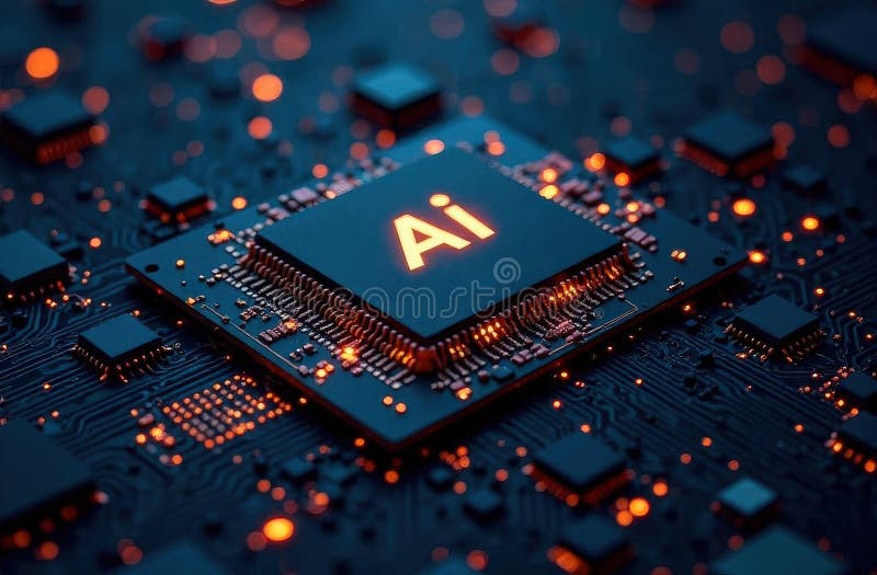 Circuit Board CPU Microchip Starting AI Visualization of Neural ...