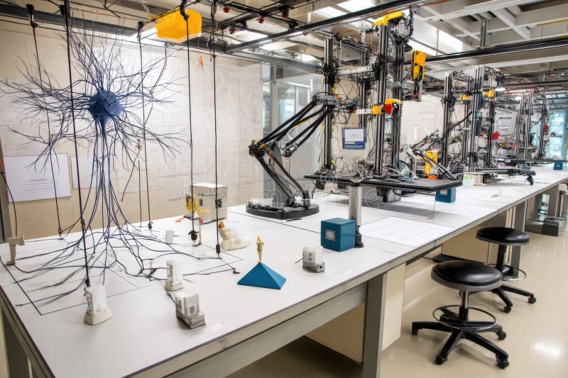 Advanced High-Tech Lab Featuring Suspended Neural Model and Robotic ...