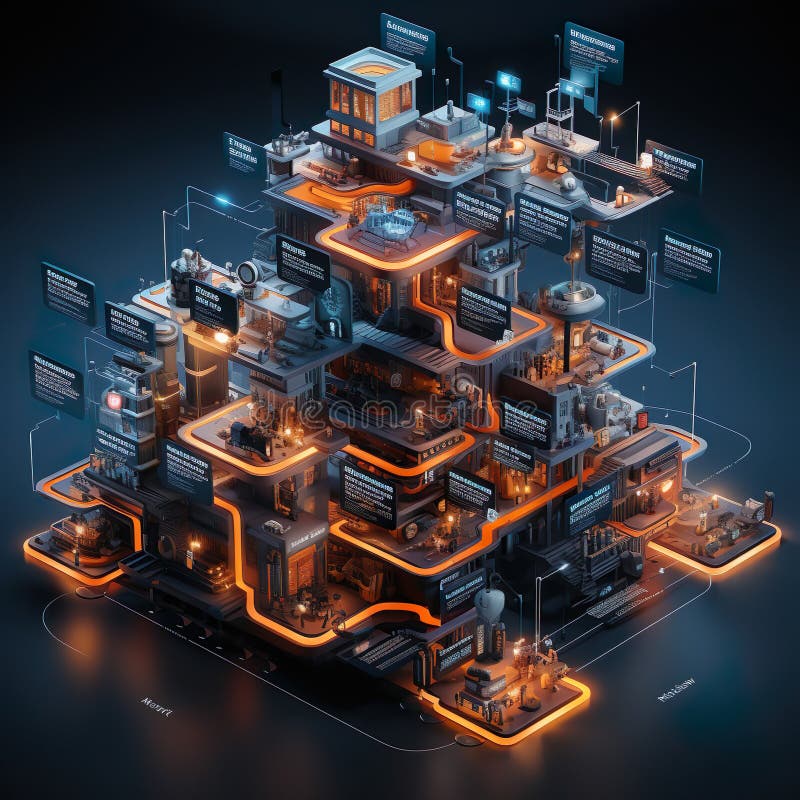 Advanced and Highly Detailed 3D Corporate Chart with Organisational ...
