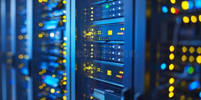 An Advanced HighTech Server Rack is Placed in a Modern Data Center for ...