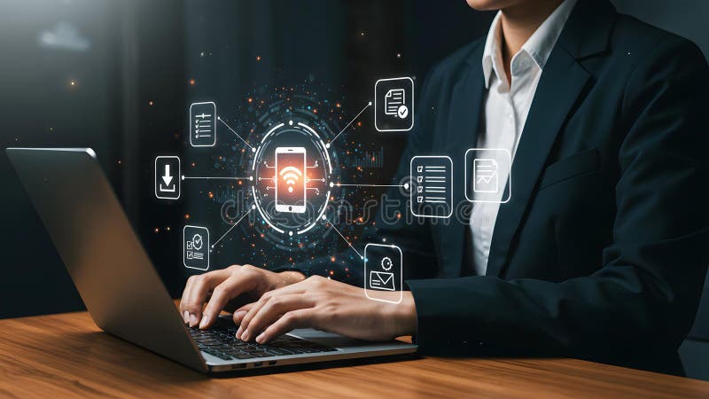 Advanced Holographic Chart Office in the Office Stock Illustration ...