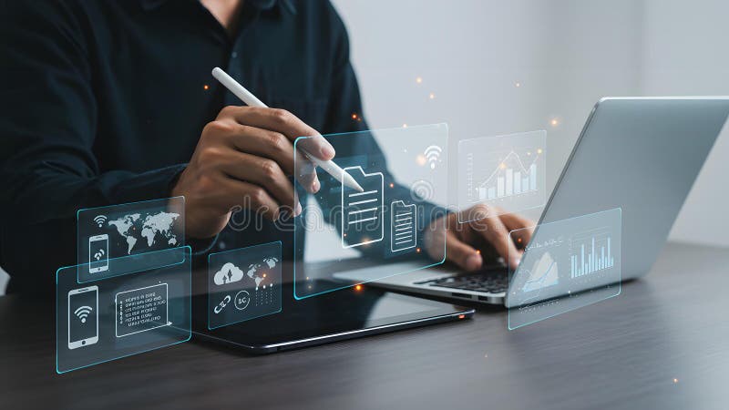 Advanced Holographic Chart Office in the Office Stock Illustration ...