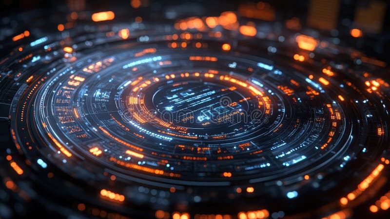Advanced Holographic Circular Data Visualization Stock Image - Image of technology ...