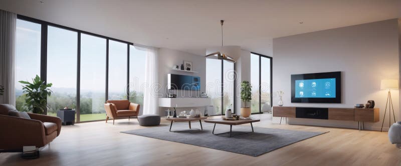 Advanced Home Automation in a Stylish Modern Interior Stock ...
