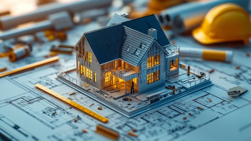 Advanced Home Construction Model Stock Illustration - Illustration of ...