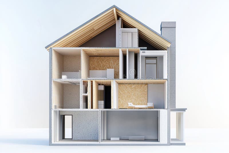 Advanced Home Insulation: Cross Section of Heat Retention Systems Stock ...