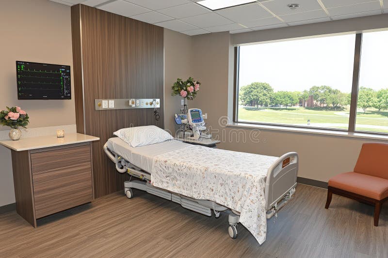 Advanced Hospital Room Featuring High-tech Monitors and Comfortable ...