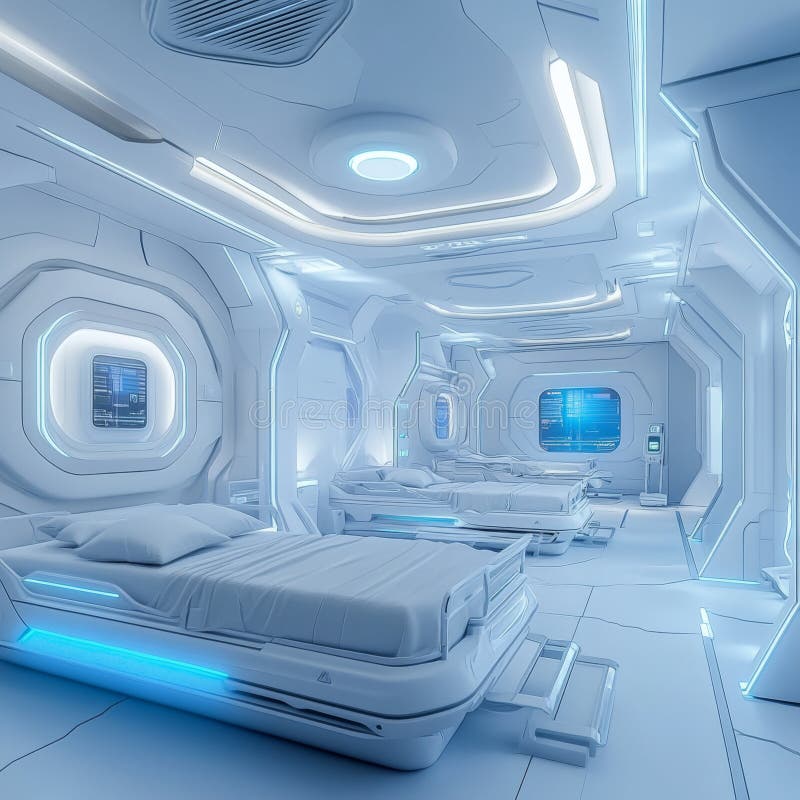Advanced Hospital Room Featuring Intelligent Beds and Soothing Digital ...