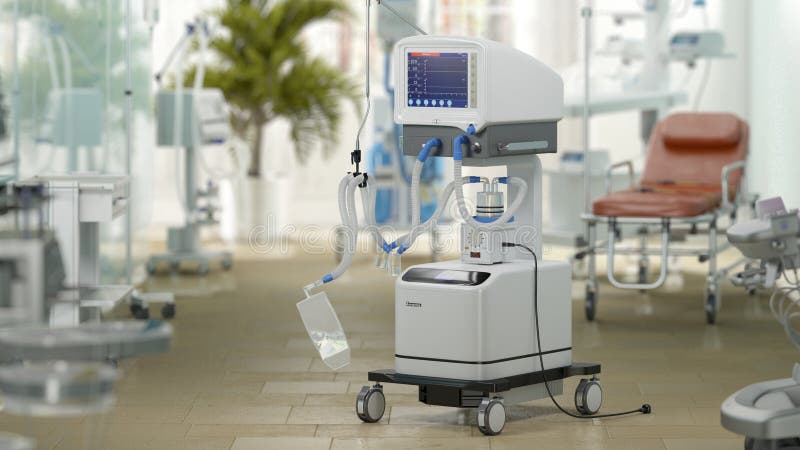 Advanced Hospital Ventilator with Display and Tubes Stock Image - Image ...