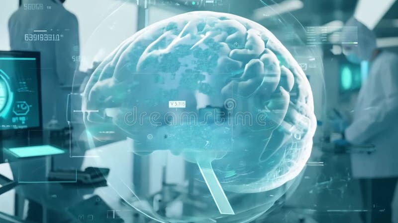 Advanced Human Body Data Visualization Footage in Modern Office Setting ...