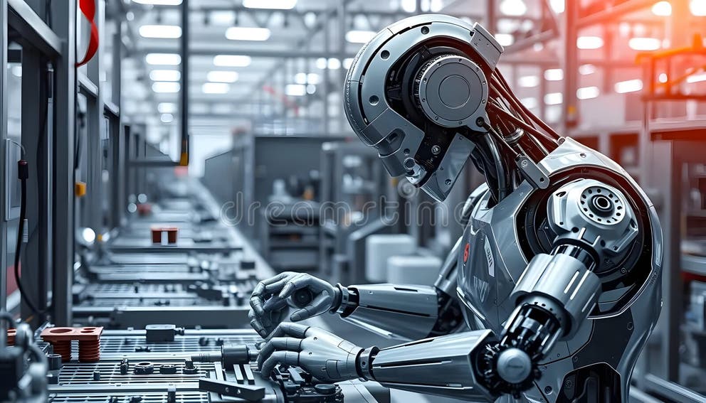 Advanced Humanoid Robot Assembling Electronic Components in Modern ...