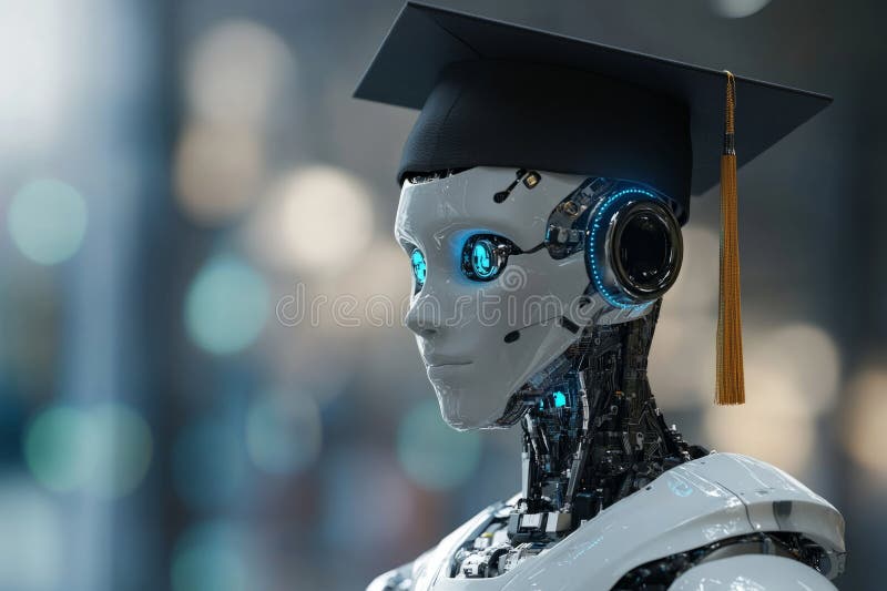 Advanced Humanoid Robot with Graduation Cap Symbolizes the Future of ...
