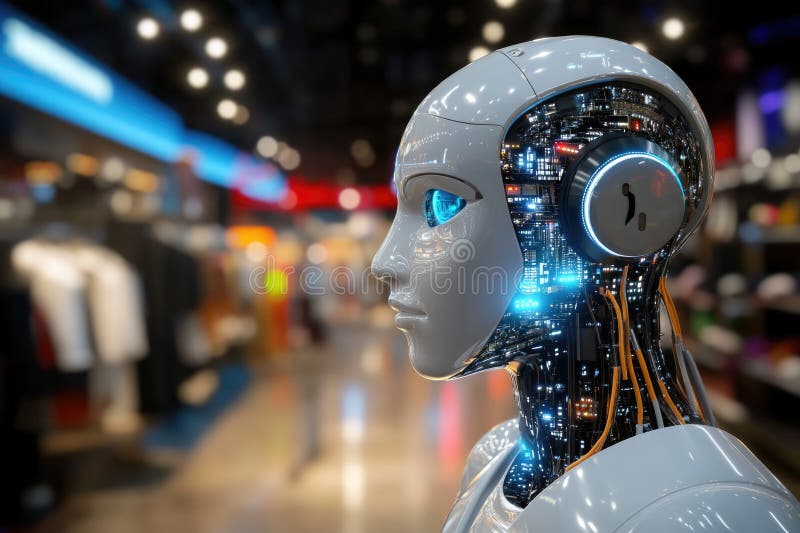 Advanced Humanoid Robot in High-tech Environment with Circuit Details ...