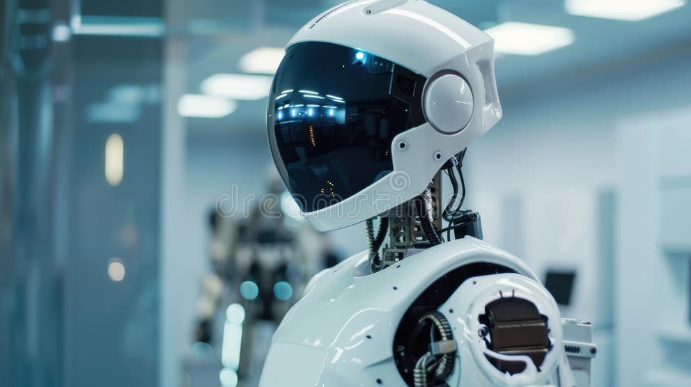 Advanced Humanoid Robot in a High-Tech Laboratory Operator of ...