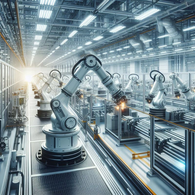 Advanced Humanoid Robot in a High-Tech Research Lab Stock Illustration ...