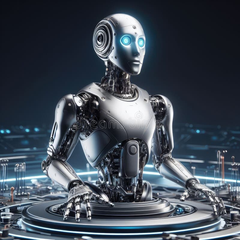 Advanced Humanoid Robot Head with Digital Visor and Detailed Mechanics ...