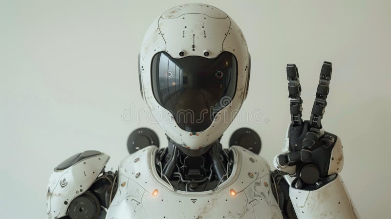 An Advanced Humanoid Robot with a Sleek, Metallic Design and Glowing ...