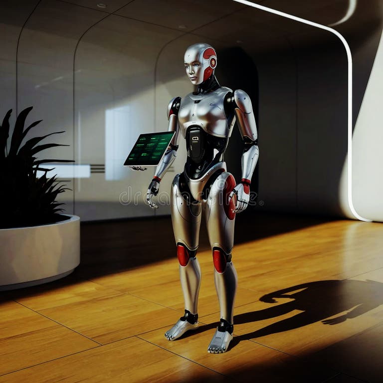 Advanced Humanoid Robot in Modern High-Tech Environment with Integrated ...