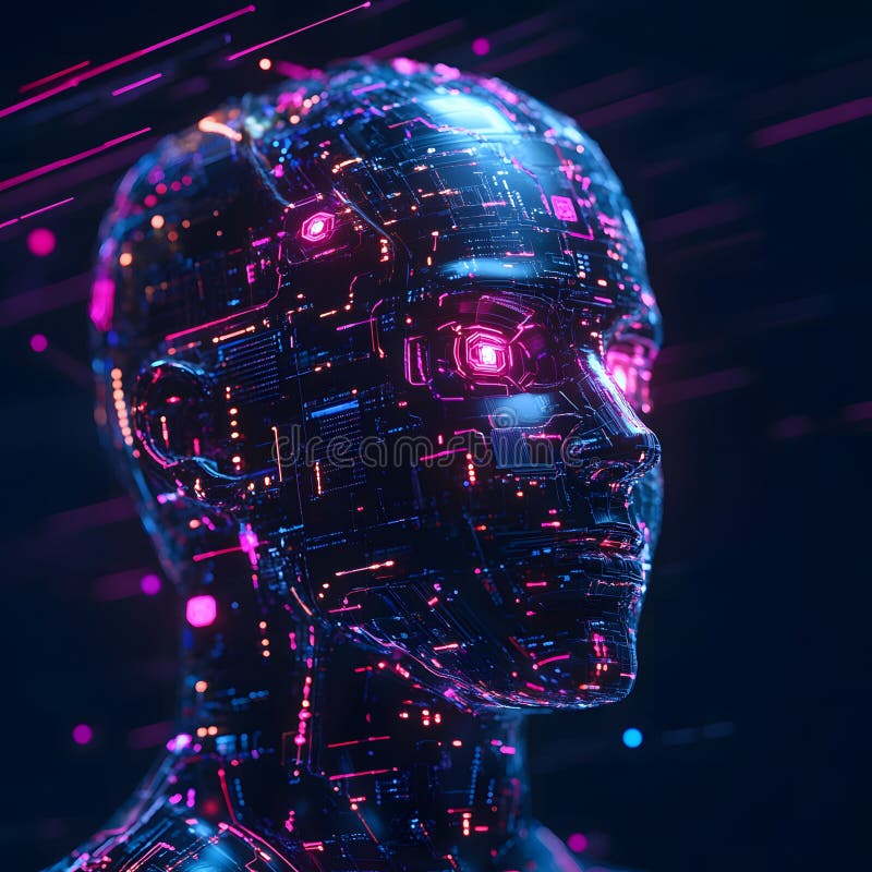 Advanced Humanoid Robot with Open Circuit in Futuristic Technology ...