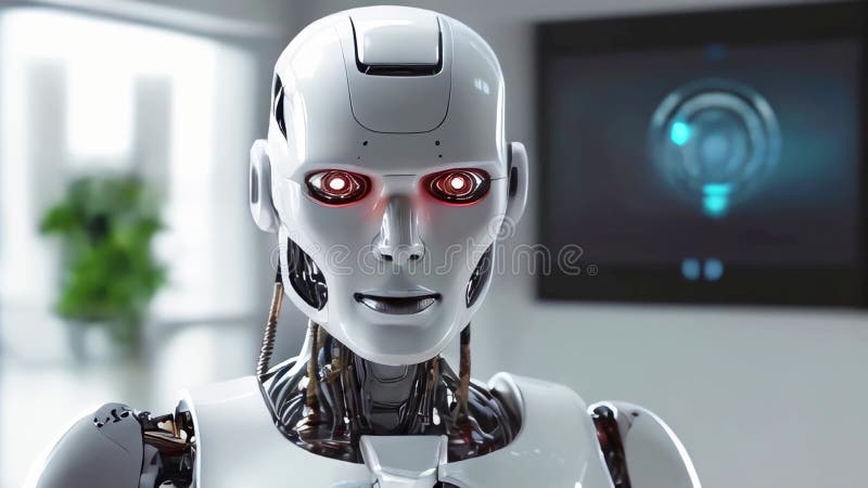 Advanced Humanoid Robot with Red Eyes and a Complex Network of Circuits ... Advanced Humanoid Robot with Red Eyes and a Complex Network of Circuits ...