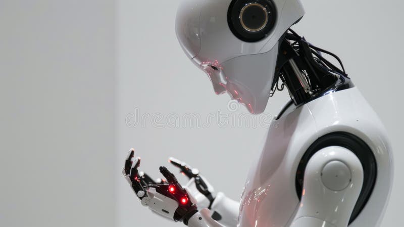 Advanced Humanoid Robot with Red LED Lights Stock Photo - Image of ...