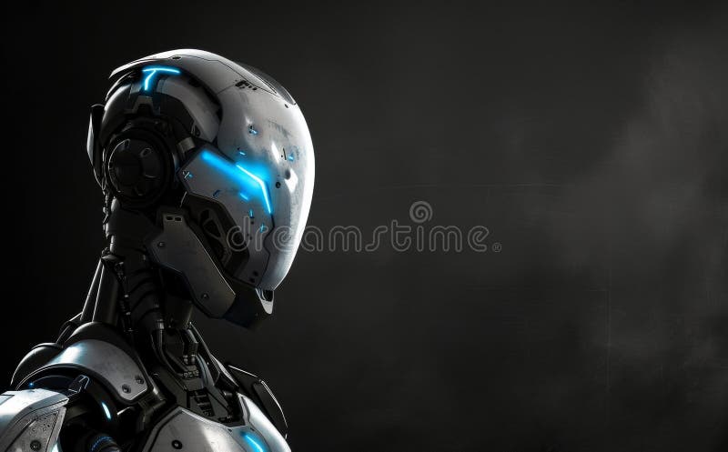 An Advanced Humanoid Robot with a Sleek, Metallic Design and Glowing ...
