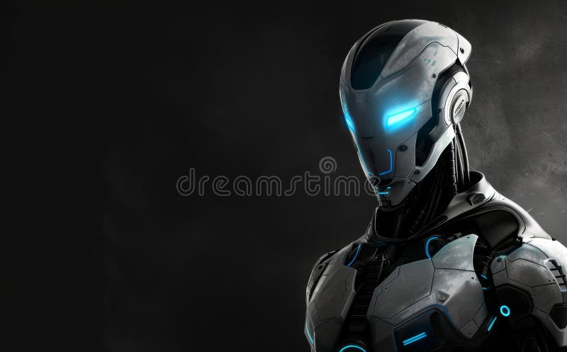 An Advanced Humanoid Robot with a Sleek, Metallic Design and Glowing ...