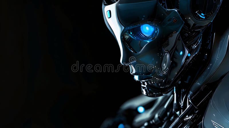 An Advanced Humanoid Robot with a Sleek, Metallic Design and Glowing ...