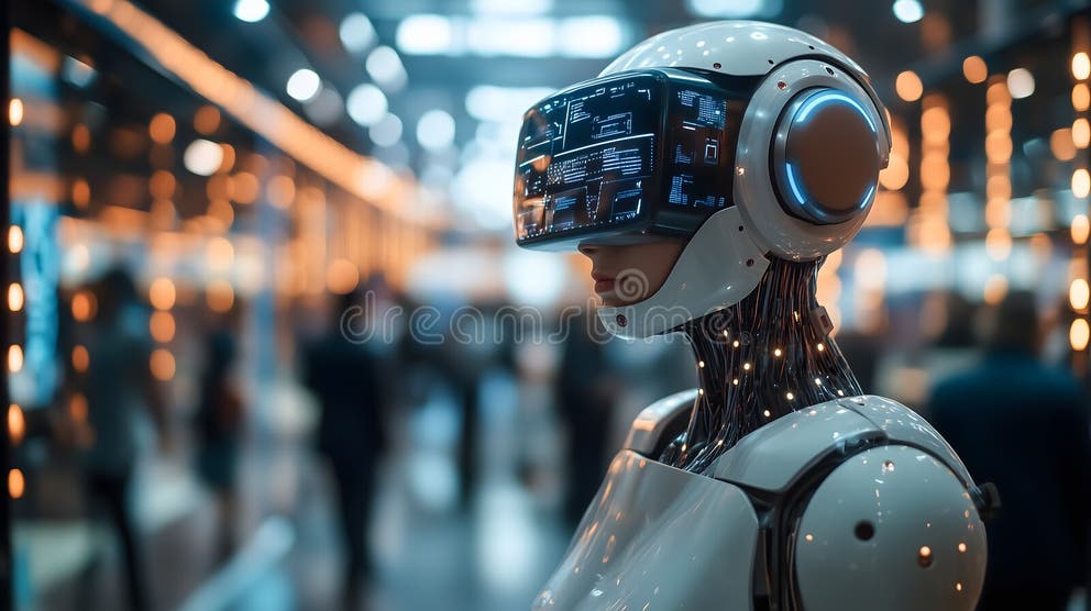 Advanced Humanoid Robot with VR Interface in a Futuristic Environment ...