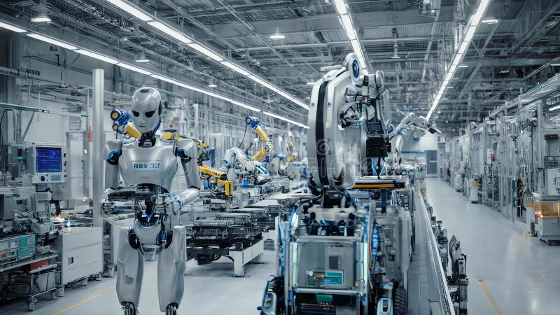 Advanced Humanoid Robot Welding on a Futuristic Automotive Assembly ...