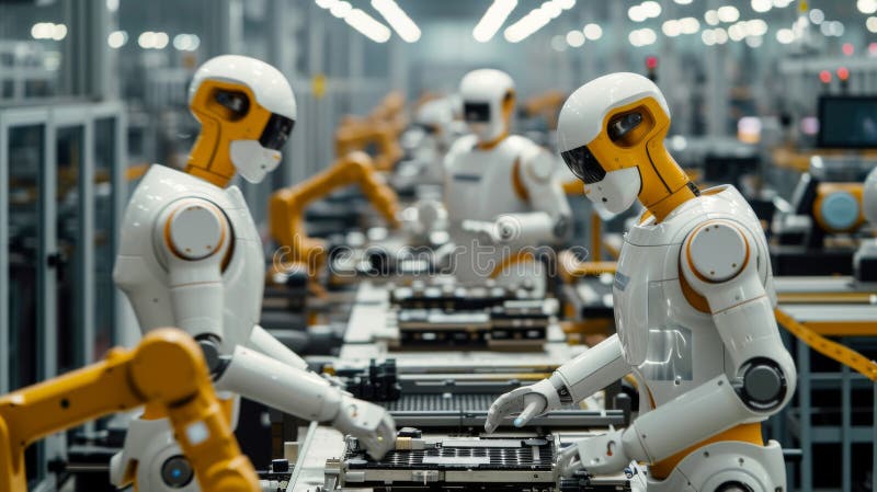 Advanced Humanoid Robots in Production Line Stock Image - Image of ...
