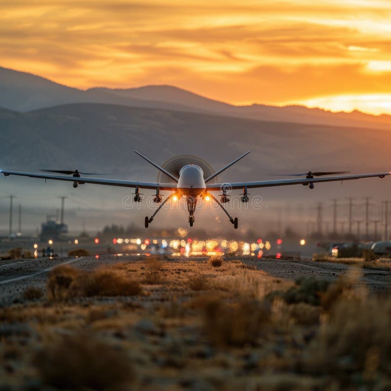 Advanced Hybrid Drone Demonstrating STOVL Capability Takes Stock Photo ...