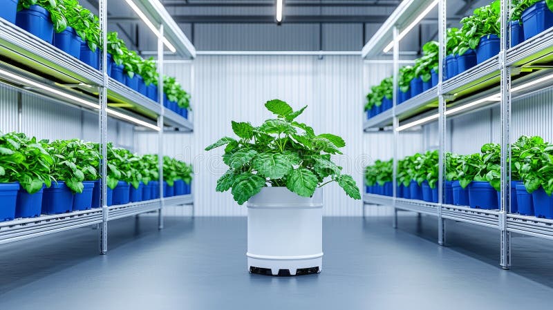 An Advanced Hydroponic Vertical Farm in a High-tech Building with Lush ...
