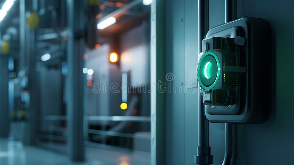 Advanced Industrial Control Panel with Illuminated Green Indicator ...