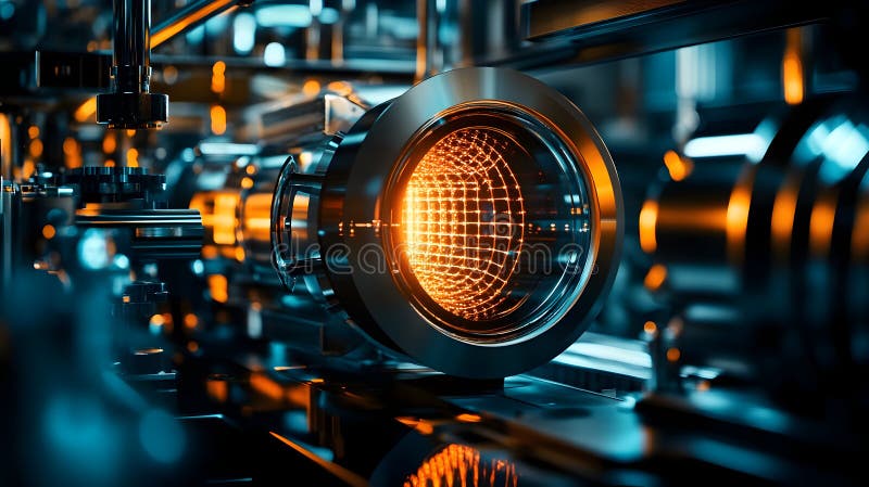 Advanced Industrial Machinery Glowing Mechanical Components Action ...