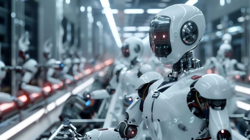 Advanced Industrial Robots Working in Modern Factory Setting ...